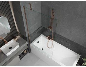 Mexen Next, vanová zástěna 1-křídlová 90 x 150 cm, fixní křídlo, 6 mm čiré sklo, růžové zlato profil, 895-090-000-00-00-60