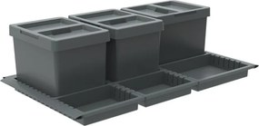 Šedý plastový odpadkový koš 3x12 l na tříděný odpad/vestavný Metropolis Flip-up – Elletipi