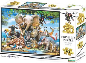 _Ostatní 1_ Puzzle 3D Afrika úsměv 31x23cm 63 dílků veselá skládačka v krabici 10638spa