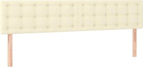 Box spring postel s matrací a LED krémová 160x200 cm umělá kůže 3134233