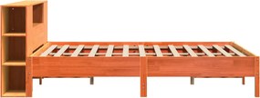 Postel s knihovnou bez matrace 200 x 200 cm masivní borovice 3322821