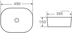 Hydroland Keramické umyvadlo na desku Zambie 49x39,5 cm, černé
