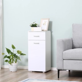 Kleankin Koupelnová skříňka s policí a zásuvkou, stojící kabinet pro obývací pokoj, ložnici a koupelnu 35x30x77,5 cm Bílá