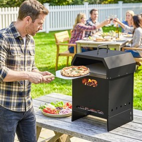 venkovní pec na pizzu 3 v 1 Pec na pizzu na dřevo Dvouúrovňová pec s úchyty na pizza kámen Loupací deska na pizzu