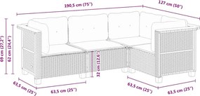 4dílná zahradní sedací souprava s poduškami černá polyratan 3261797