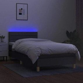 Box spring postel s matrací a LED tmavě šedá 100x200 cm textil 3133774