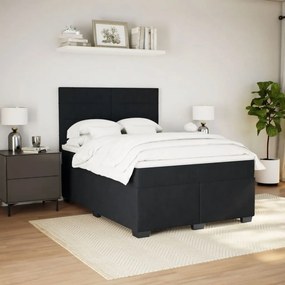 Box spring postel s matrací černá 140x200 cm samet 3290932