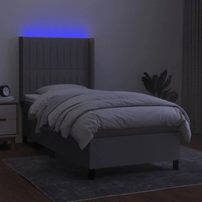Box spring postel s matrací a LED světle šedá 90x190 cm textil 3138437