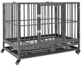 Klec pro psy s kolečky ocel 102 x 72 x 85 cm 171492