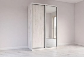 Skříně s posuvnými dveřmi 1400x2200x600 1LTD 1 Zrcadlo Dub Craft bílý, profil stříbrný