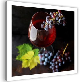 Gario Obraz na plátně Červené víno a hrozny Rozměry: 30 x 30 cm