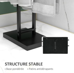 HOMCOM Volně stojící stojan na ručníky 2-podlažní, kovový držák na ručníky do koupelny, 50Š x 18,5H x 85V cm, černý