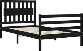 vidaXL Rám postele s čelem 100 x 200 cm masivní dřevo [3194304] Barva: Černá