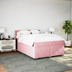 Box spring postel s matrací růžová 160x200 cm samet 3288671