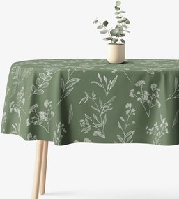 Goldea oválný ubrus 100% bavlněné plátno - bylinkové lístky 140 x 220 cm