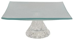 Transparentní skleněný servírovací podnos/ mísa na noze - 15*15*7 cm