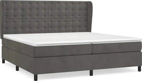 Box spring postel s matrací tmavě šedá 200x200 cm samet 3129472