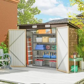 Outsunny kovový zahradní přístřešek 3 m², snadná montáž, zahradní přístřešek s vylepšenou pozinkovanou ocelovou konstrukcí, dub