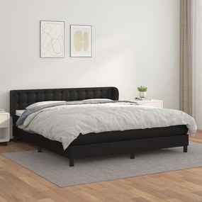 Box spring postel s matrací černá 160x200 cm umělá kůže,  3127319