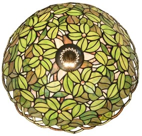 Stropní svítidlo Tiffany Platt s motivem zelených listů – 41x24 cm