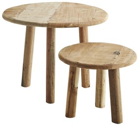 MADAM STOLTZ Konferenční stolek Recycled Wood 30 cm, přírodní barva, dřevo