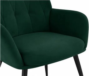 relaxační křeslo, odpočinkové, dřevo/kov/samet, 96x69x78 cm, nohy černé/tmavě zelená, Dekorino KR20260065