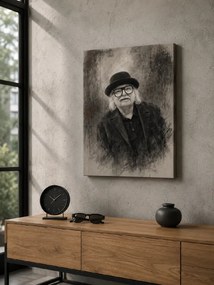 Pánský industriální portrét uhlem na plátně z fotky