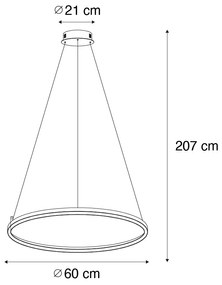 Závěsné svítidlo bronzové 60 cm vč. LED 3-stupňové stmívatelné - Girello