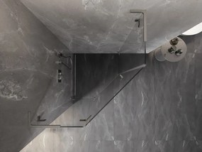 Mexen Lunar, L pětiúhelníkový sprchový kout naklápěcí doleva 100x100 cm, 8mm čiré sklo, ocelový profil, 831L-100L-100P-97-00-L
