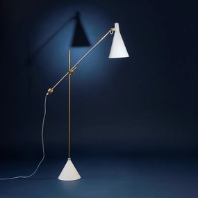 Stojací lampa Tapio, mosaz / bílá