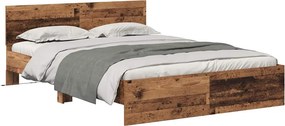 Rám postele s čelo Staré dřevo 135 x 190 cm Kompozitní dřevo 3403574