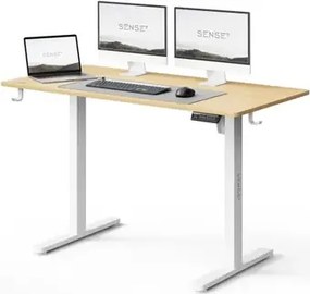 SENSE7 NOJO LIGHT Pracovní stůl bílá-borovice / elektricky nastaviteln