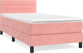 Box spring postel s matrací růžová 80 x 200 cm samet 3141334