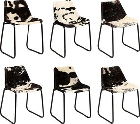 vidaXL Jídelní židle 6 ks pravá kůže [275277] Barva: Černobílý
