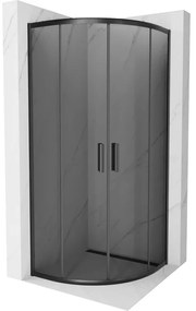 Mexen Rio, čtvrtkruhový sprchový kout s posuvnými dveřmi 70 (dveře) x 70 (dveře) x 190 cm, 5mm šedé sklo, černý profil, 863-070-070-70-40