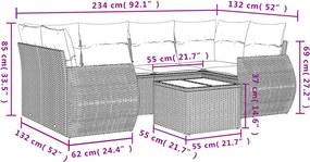 7dílná zahradní sedací souprava s poduškami černá polyratan 3253453