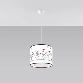 Sollux Lighting Dětské závěsné svítidlo Cat, 1x plastové stínítko se vzorem, (fi 30cm)