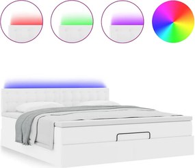 Osmanský postel s matracemi&amp;LED čistě bílý 160x200cm umělá kůže 3312163