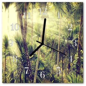 Nástenné skleněné hodiny palmy 30x30 cm