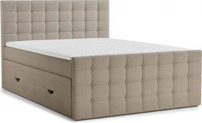 Béžová boxspring postel s úložným prostorem 200x200 cm Tasca – Maison de Rêve