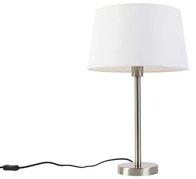 Moderní stolní lampa z oceli s bílým odstínem 32 cm - Simplo