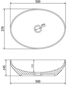 Mexen Cornelia, umyvadlo na desku 50 x 36 cm, černá matná, 21885085