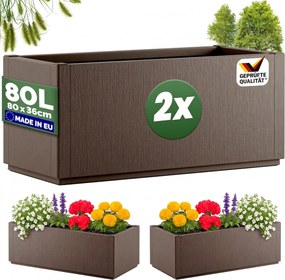 Květináč Ethica sada 2 ks hnědý plast 80x36x36cm