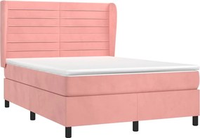 Box spring postel s matrací růžová 140x200 cm samet 3129278