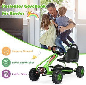 Costway Motokára Pedal s nastavitelným sedadlem 4 kola Pedál Poháněný Ride-On