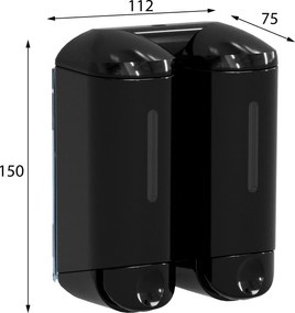 MARPLAST MARPLAST, SHOWER SMALL dvojitý dávkovač tekutého mýdla, 2x170ml, černá, A94603