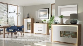 Casarredo - Komfort nábytek Televizní stolek LABRO s LED osvětlením, dub ribbeck/bílá lesk