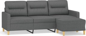 3místná pohovka s podnožkou tmavě šedá 180 cm textil 3201074