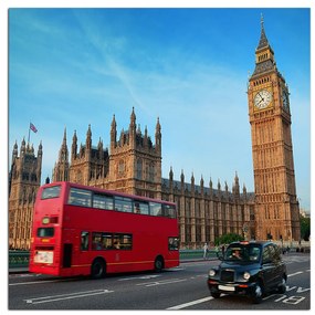 Obraz na plátně - Autobus v Londýně - čtverec 331A (80x80 cm)