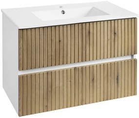Aqualine Paneda Strip koupelnová skříňka 79,5 x 55 x 45,2 cm pod umyvadlo dub emporio hnědá PN380